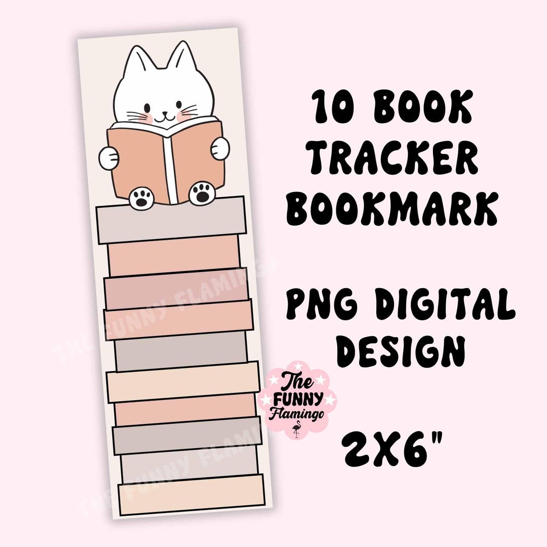 Printable Book Tracker Bookmark, Digital Book Tracker Bookmark, Cat ...