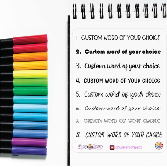 Paper & Party Supplies Custom Word Text Script Planner Stickers Paper ...