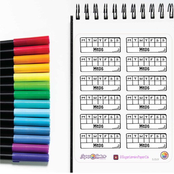 Weekly Medication Tracker Planner Stickers Craft Supplies & Tools Party ...