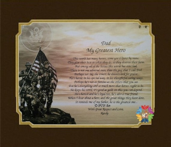 Army Poem for Dad My Hero Poem Fathers Day Gifts Army Gift - Etsy Schweiz