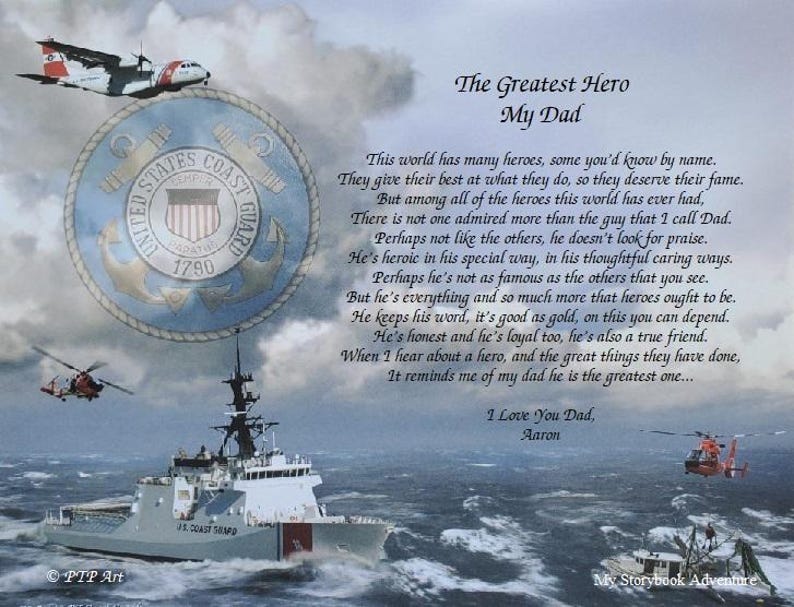 Coast Guard Poem for Dad, My Hero Poem With Mat, Father’s Day Gifts ...
