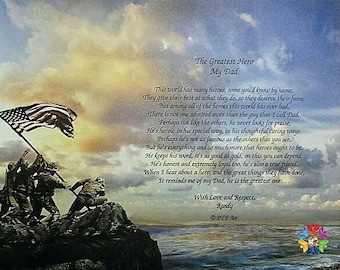 Army Poem for Dad, My Hero Poem With Mat, Father's Day Gift, Dad Gift ...