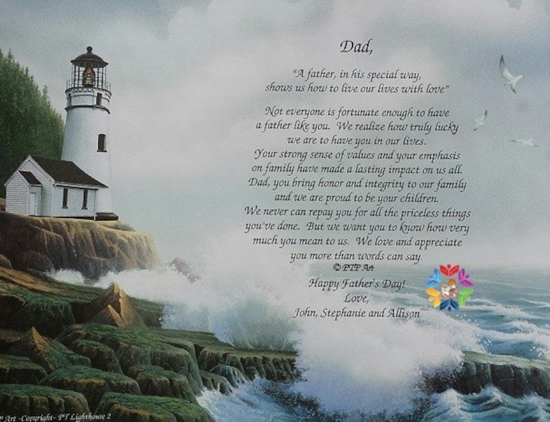 Poem for Dad, Father’s Day Poem, Lighthouse, Father’s Day Gift, Other ...