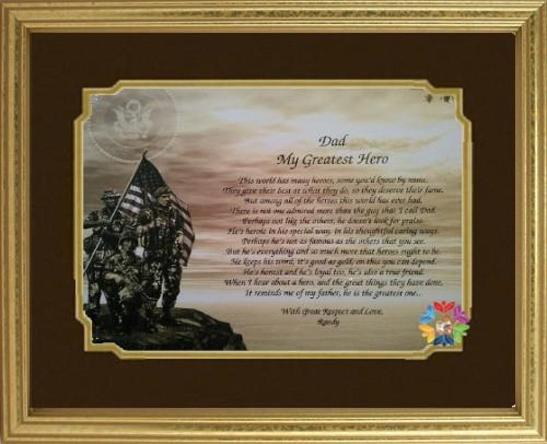 Personalized Army Poem for Dad, Framed Army Poem, My Hero Poem ...