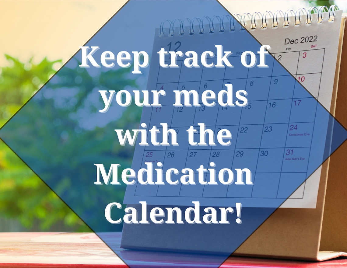 Medication Calendar Reminder for Meds Checklist Planner for Medicine ...