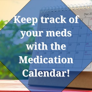 Medication Calendar Reminder for Meds Checklist Planner for Medicine ...