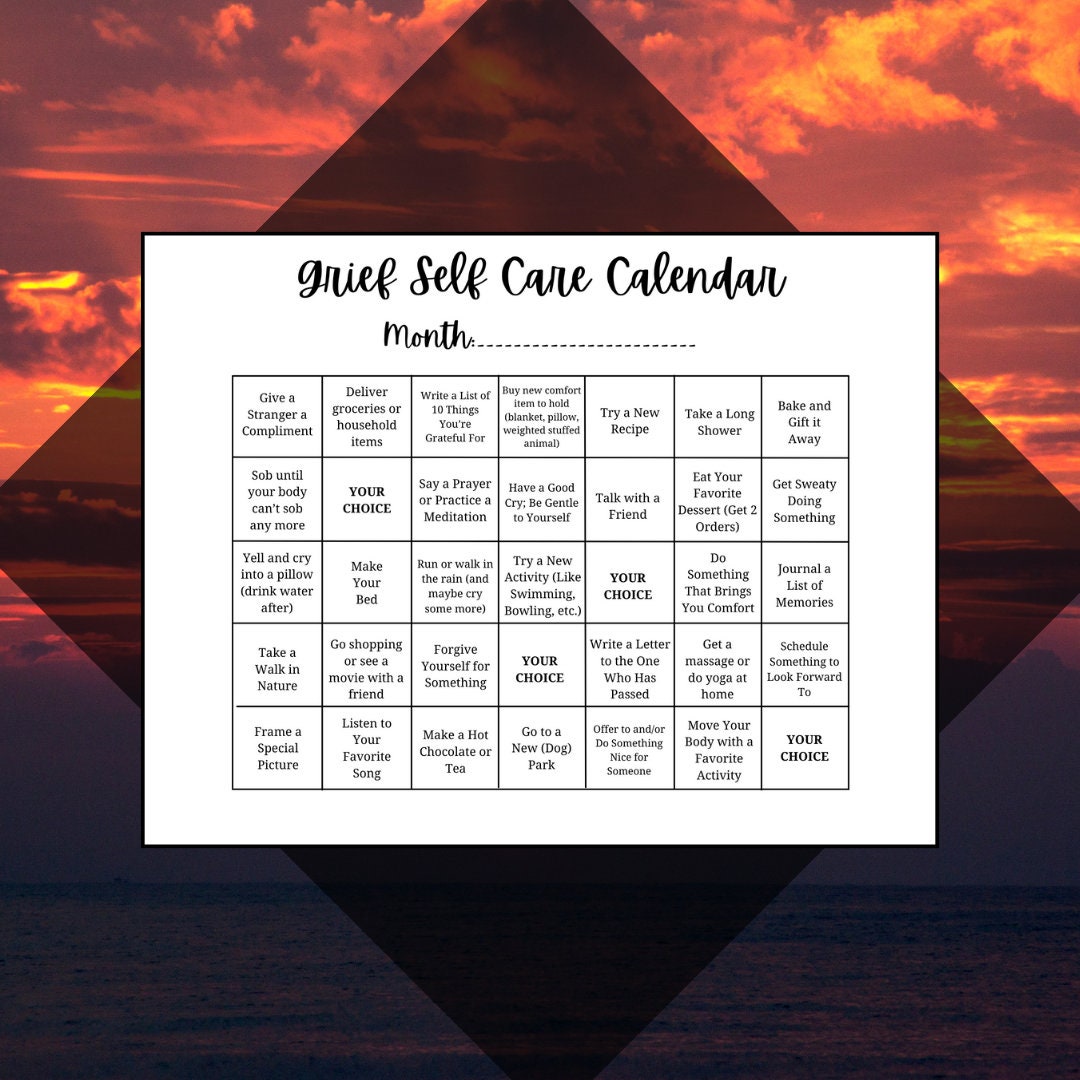 Calendar for Grieving Activities for Grief Calendar Depression Self ...