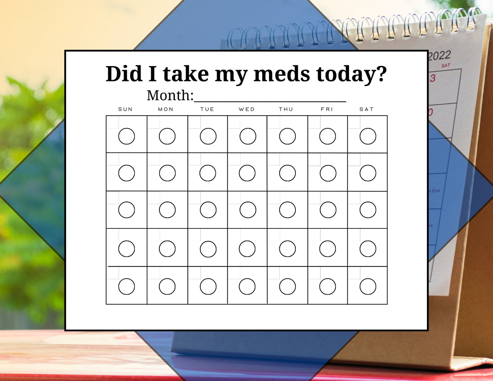 Medication Calendar Reminder for Meds Checklist Planner for Medicine ...
