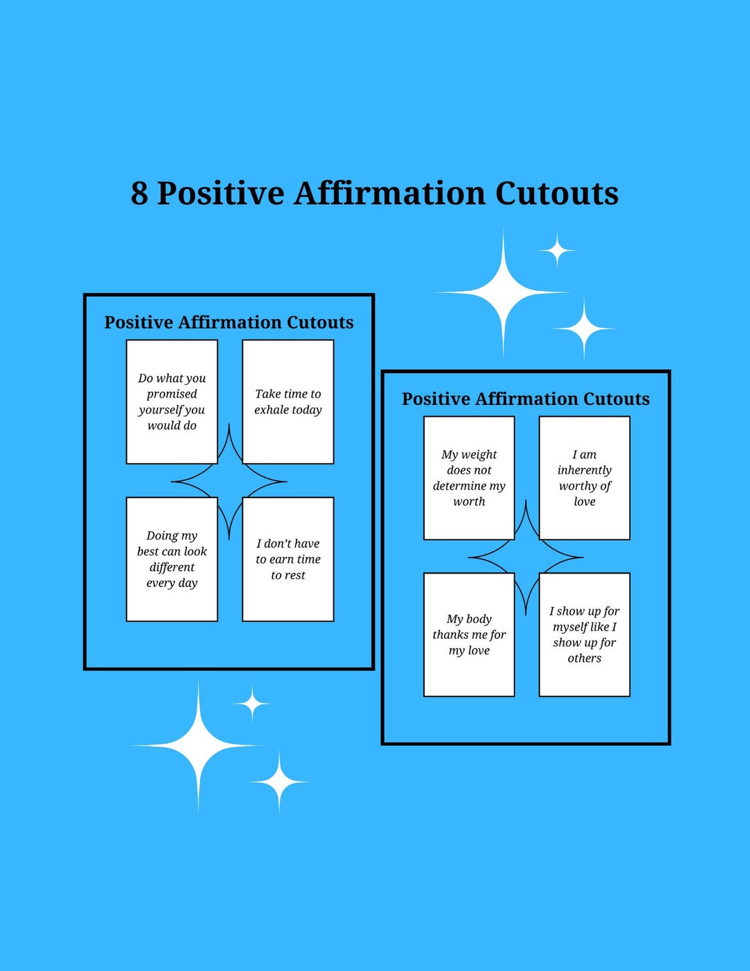 Positive Affirmations, Mantra Cutouts, Printable Self-talk Prompts ...