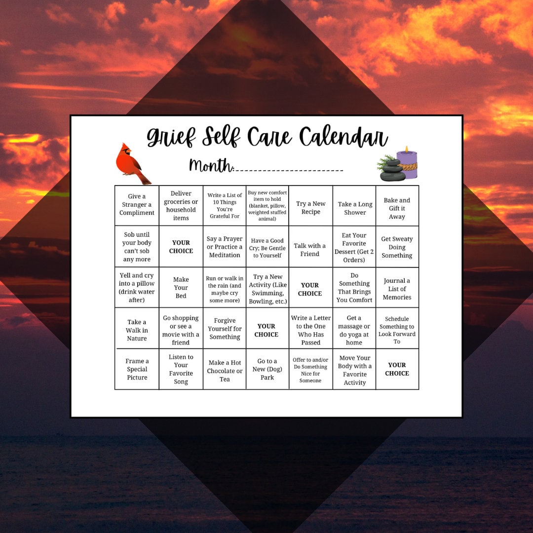 Calendar for Grieving Activities for Grief Calendar Depression Self ...