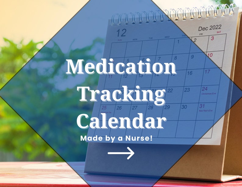 Medication Tracking Calendar Reminder for Meds Planner Checklist for ...