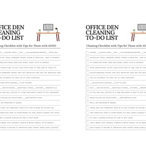 Office Cleaning Checklist Den Cleaning to Do List Study Room Chore Plan ...