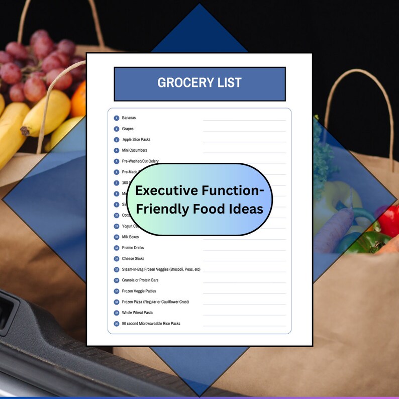 ADHD Grocery List Template Meal Idea Food Plan Autism Picky Eater ...