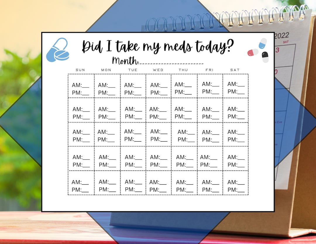 Medication Calendar Reminder for Meds Checklist Planner for Medicine ...