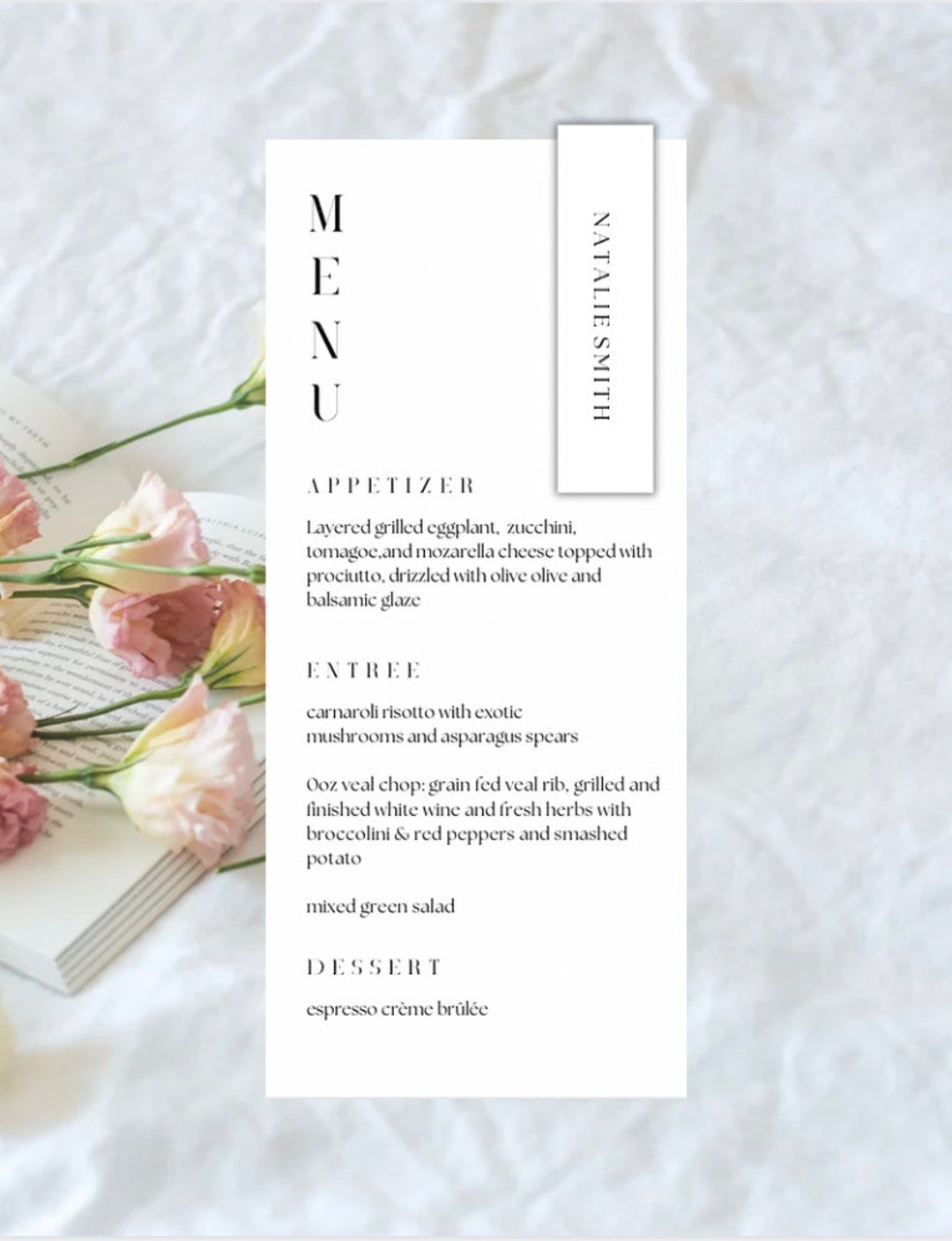 Wedding Menu Place Cards for Menu, FULLY EDITABLE, Printable ...