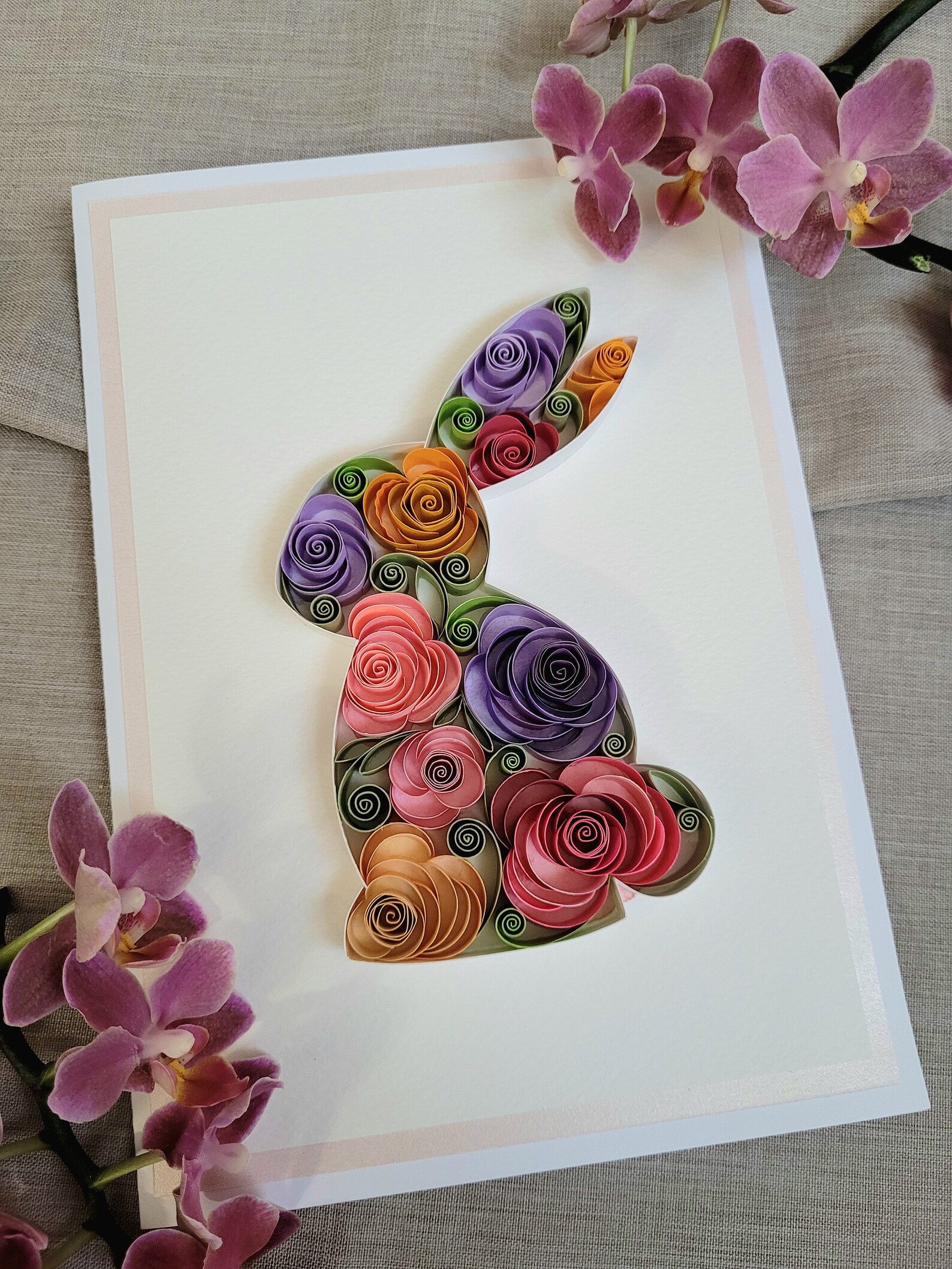 Quilling Easter Bunny Greeting Card, Easter Gift, Gift for Mom, Grandma ...