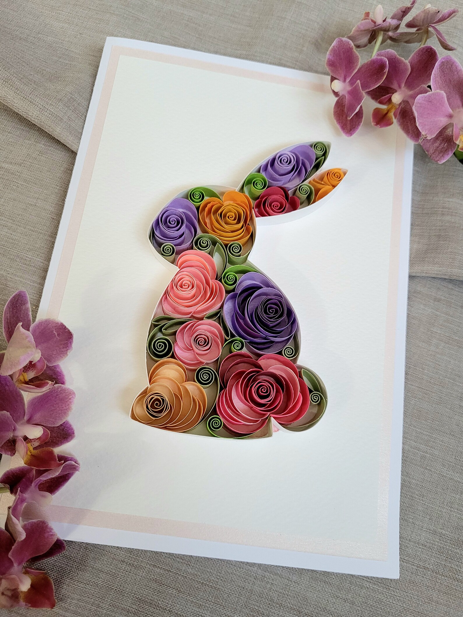 Quilling Bunny Greeting Card, Gift for Mom, Grandma, Friend, Home Decor ...