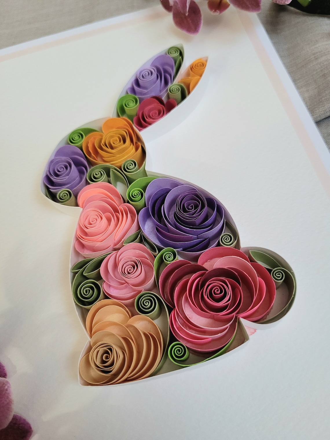 Quilling Easter Bunny Greeting Card, Easter Gift, Gift for Mom, Grandma ...
