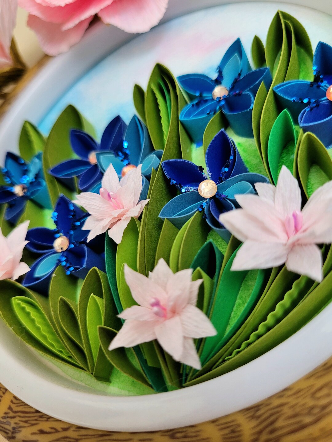 Paper Flower Wall Decor - Quilled Flower Bouquet - Framed Flower Wall ...