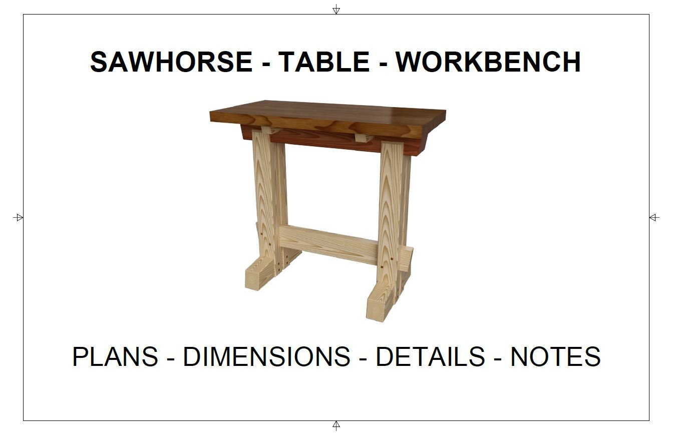 Workbench - Sawhorse - Table. Plans, Dimensions, Details, Notes - Etsy