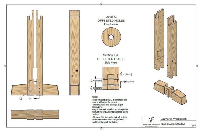 Workbench - Sawhorse - Table. Plans, Dimensions, Details, Notes - Etsy