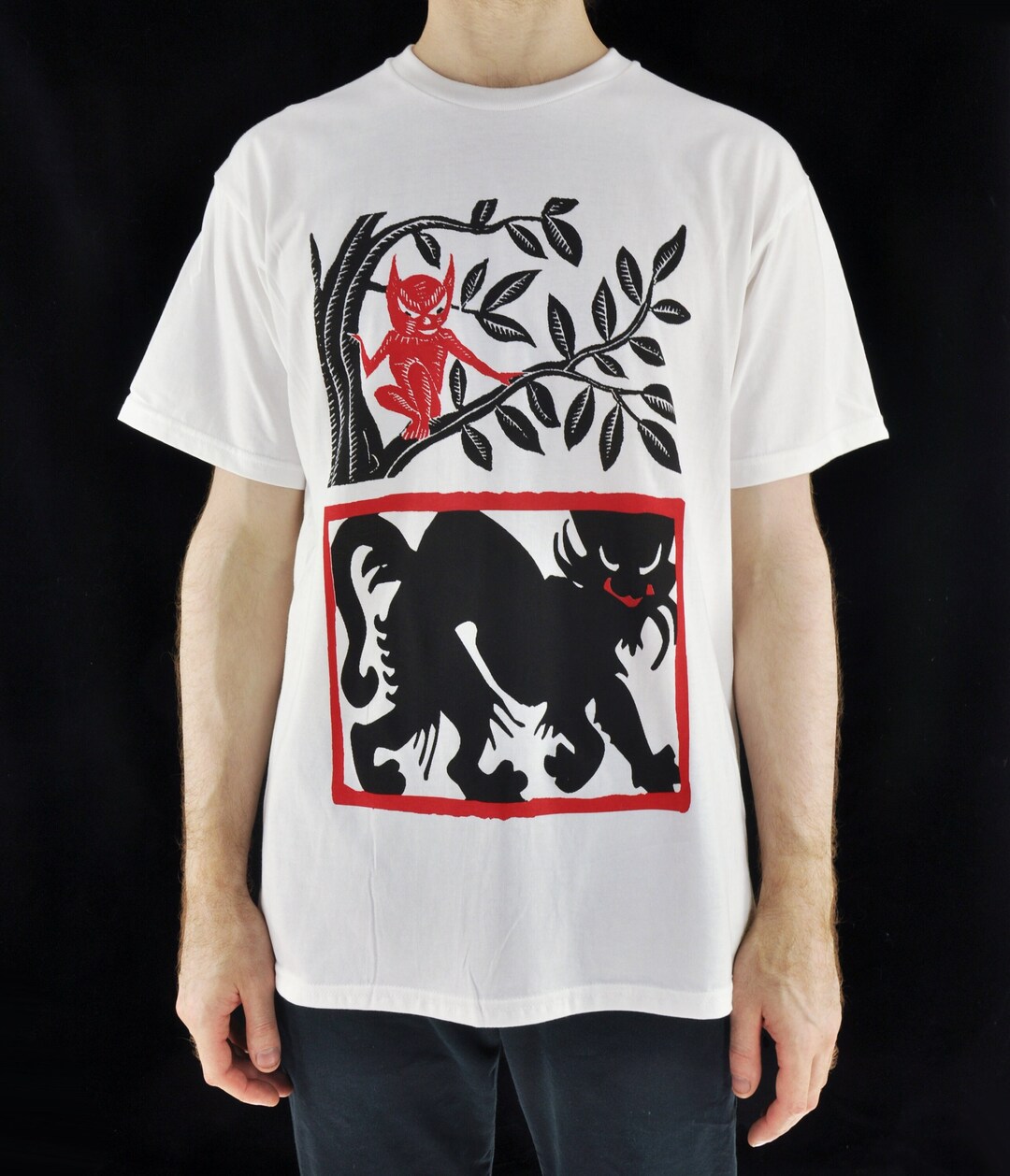 Cat and Imp Collage Tee WHITE - Etsy