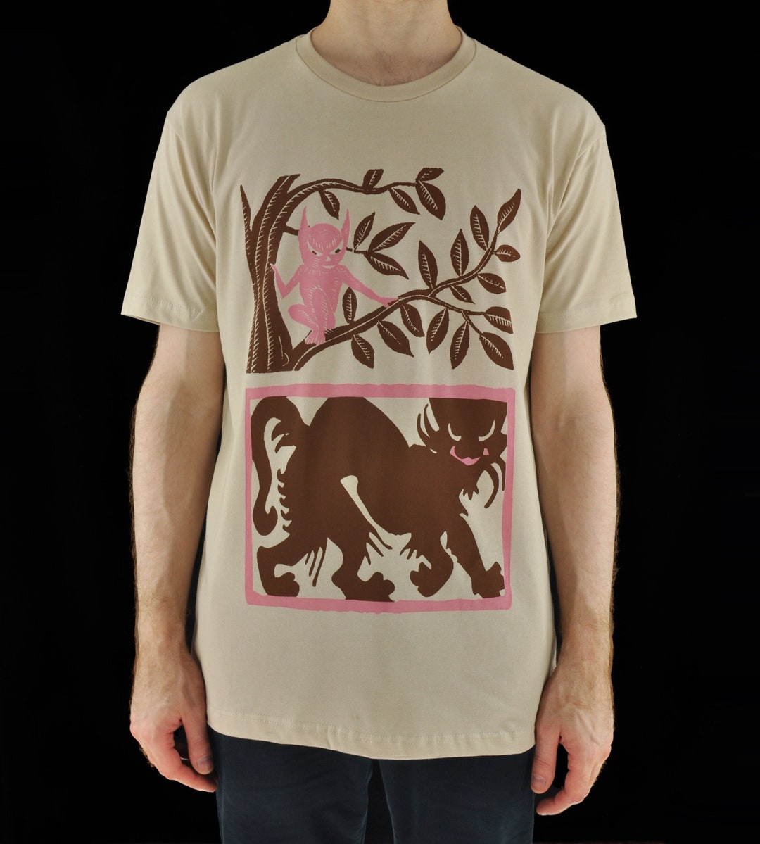 Cat and Imp Collage Tee BEIGE - Etsy
