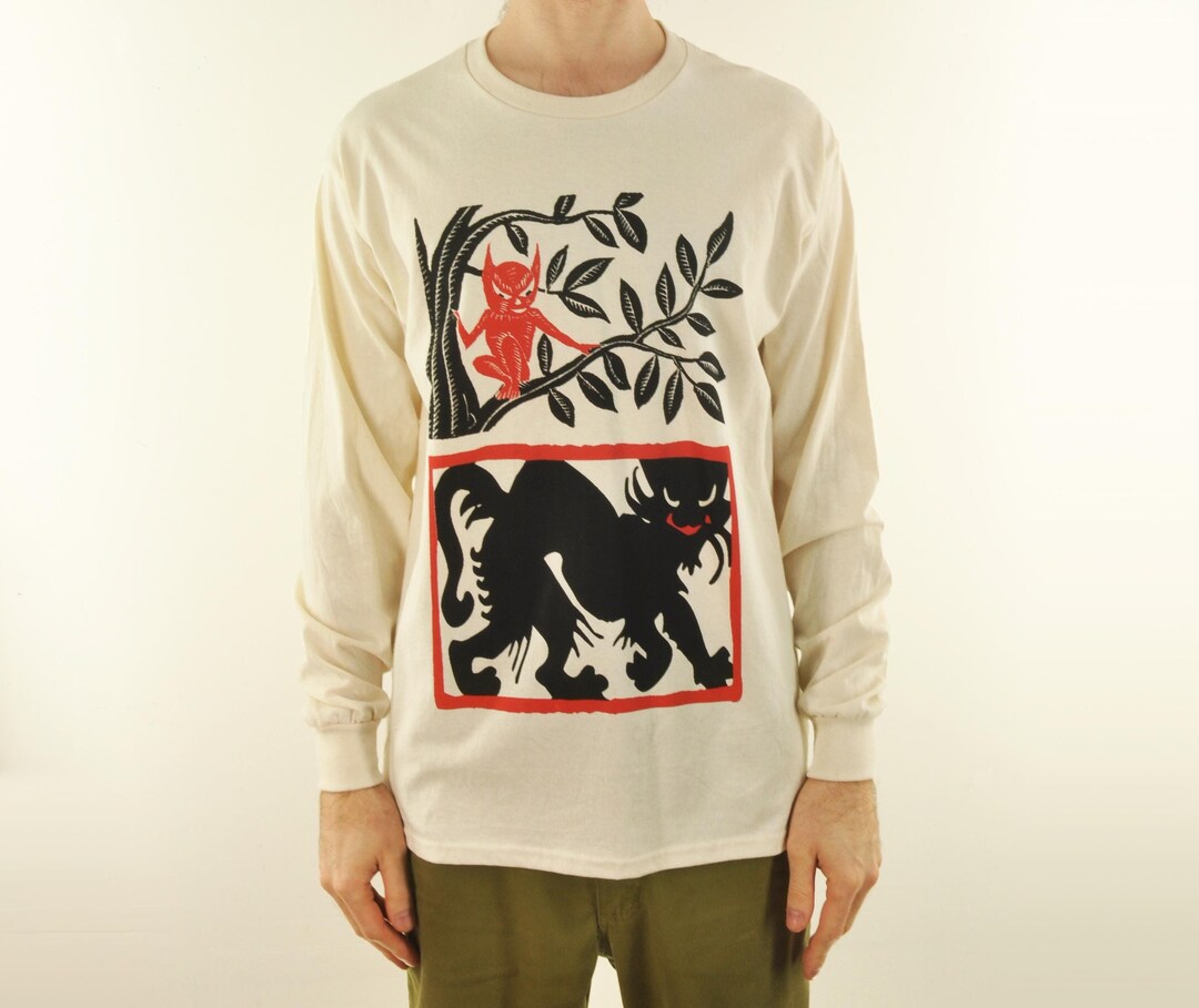 Cat and Imp Collage Long Sleeve Tee UNBLEACHED NATURAL - Etsy