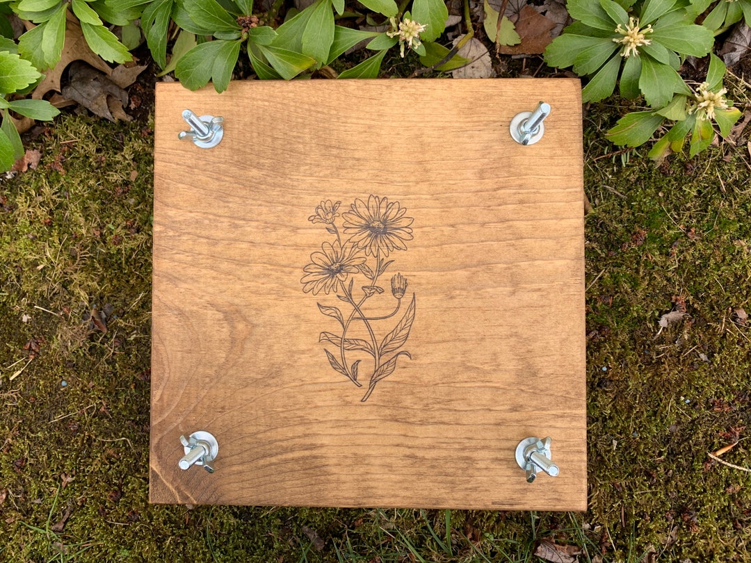 Flower Plant Press Kit, Rustic Botanical Solid Wood Press With Daisy ...