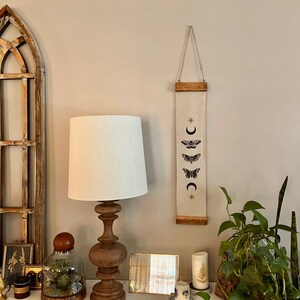 Luna Moth Black Moon Phase Banner With Gold Starburst Canvas Lunar Moon ...