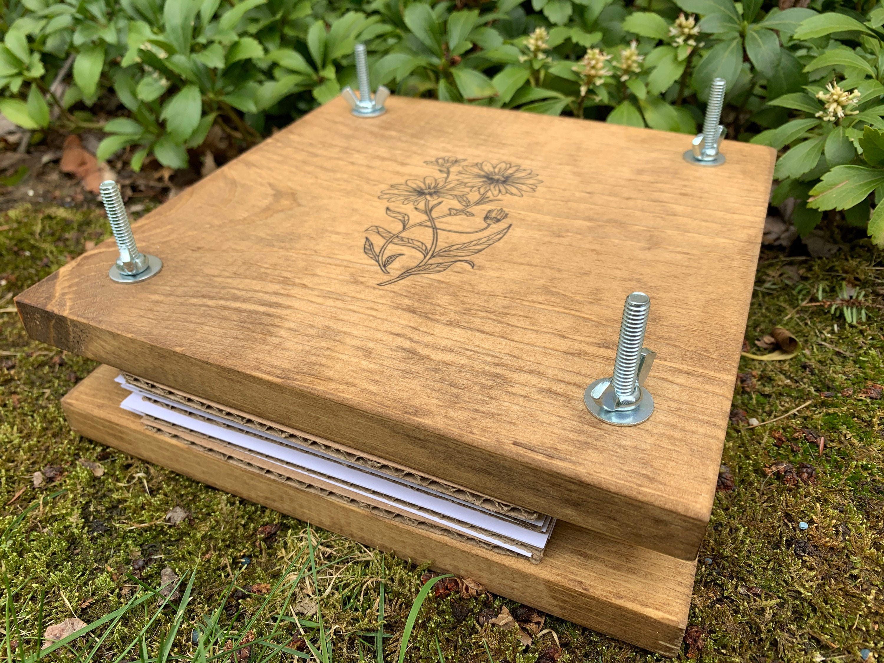 Flower Plant Press Kit Rustic Botanical Solid Wood Press With - Etsy
