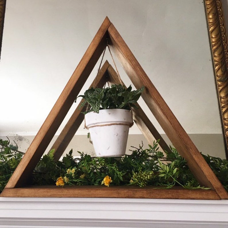 Large Rustic Wooden Triangle Planter with Pot | Etsy