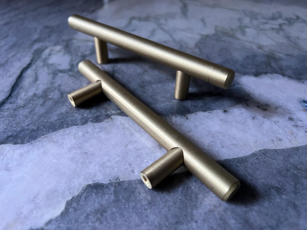 Matte Gold Steel Bar Pulls Cabinet Handles Set of 2 - Etsy