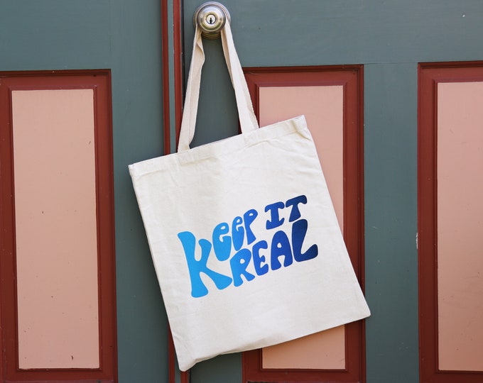 Retro Keep It Real Canvas Tote Bag Vintage Illustration Beach Bag ...
