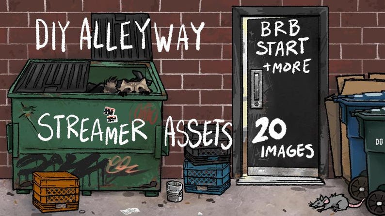 DIY Alleyway Trash Dumpster Stream Starting Ending BRB Assets | 19 Png ...