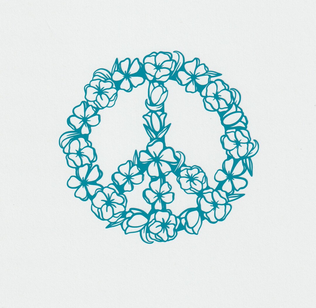 Floral Peace Sign Vinyl Decal (permanent Adhesive, Die Cut) - Etsy