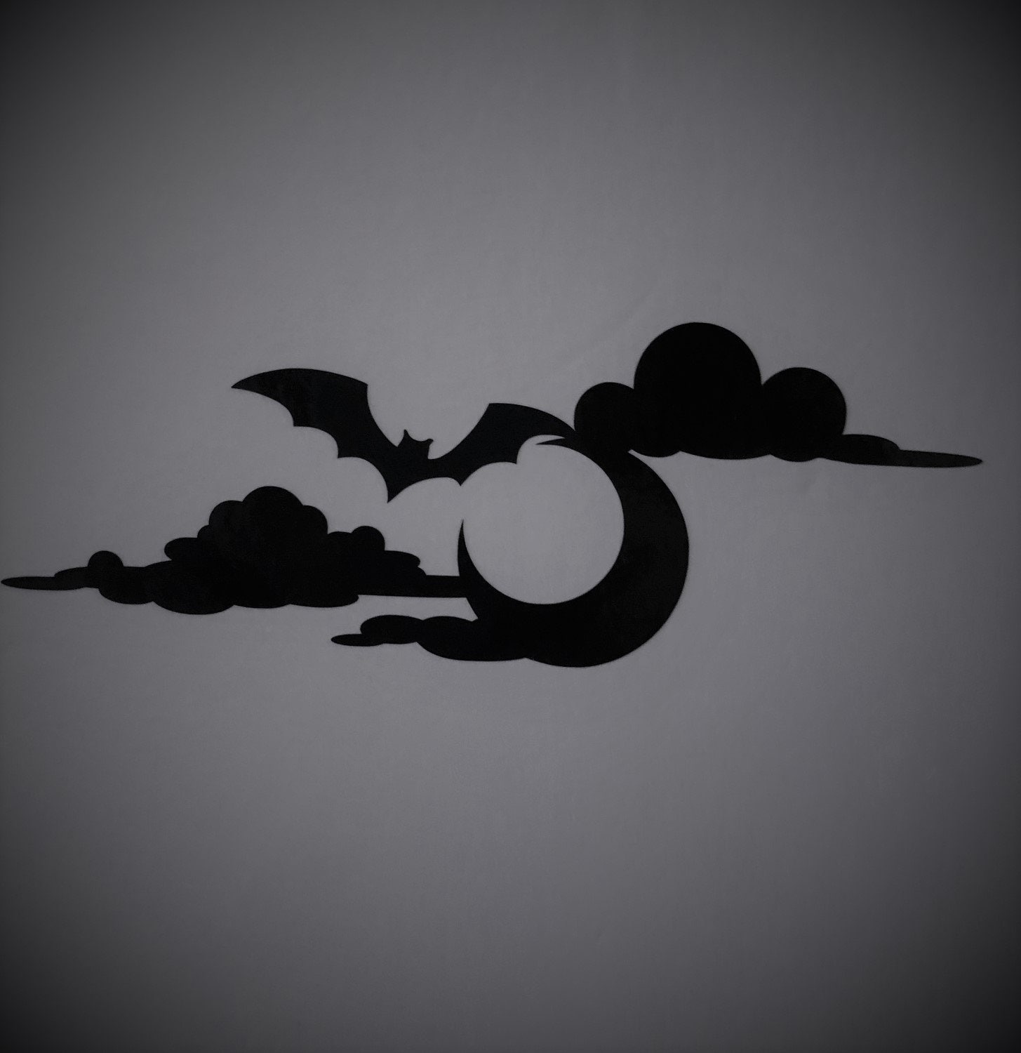 Spooky Night Sky With Clouds Crescent Moon and Bat Vinyl - Etsy