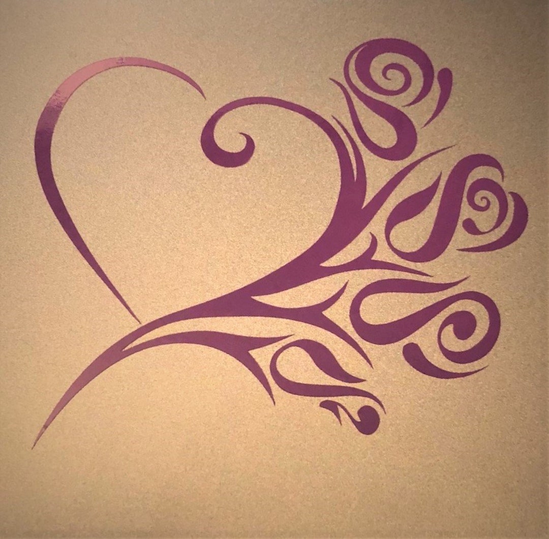 Heart With Rose Flourish Vinyl Decal for Laptops, Cups, Water Bottles ...
