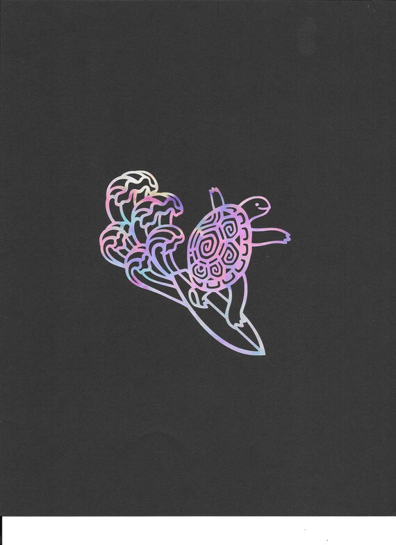 Surfer Sea Turtle Vinyl Decal | Etsy