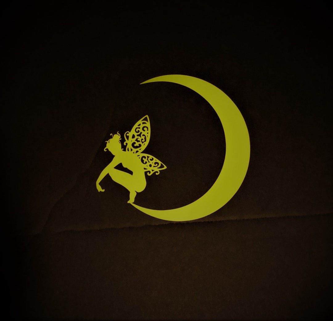 Brooding Fairy on a Crescent Moon Vinyl Decal for Laptops, Cars, Cups ...