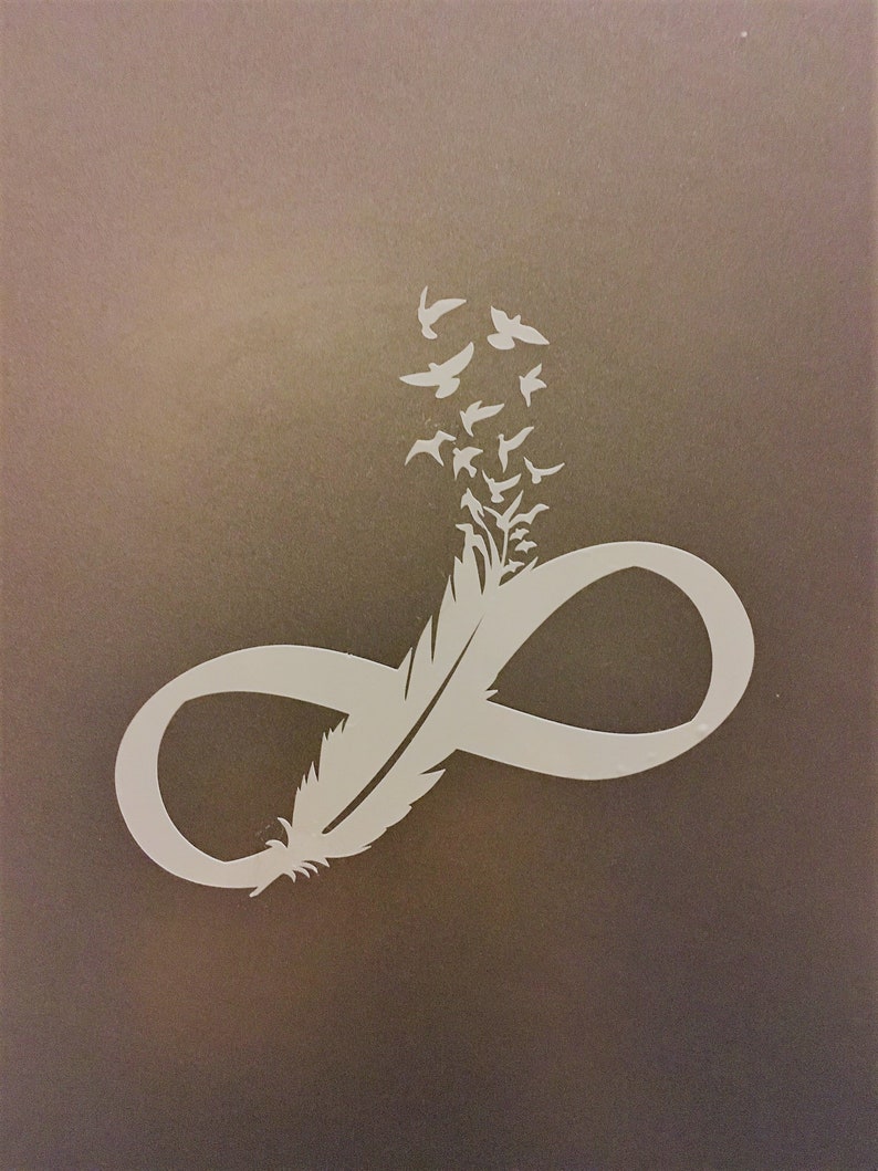Infinity With Feather and Birds Flying to Freedom Vinyl Decal | Etsy