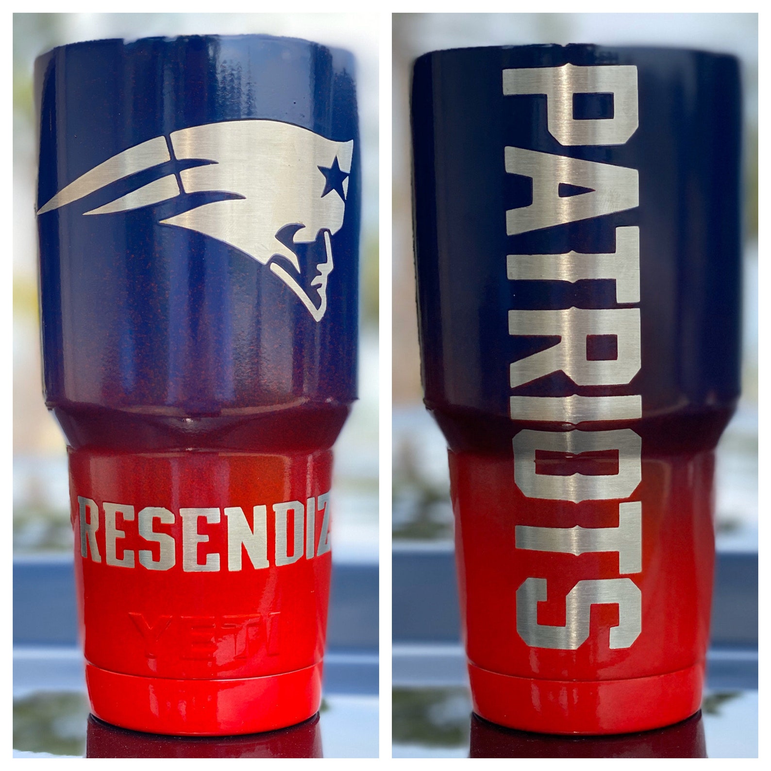 New England Patriots Powdercoated Yeti Tumbler, Free Personilization ...