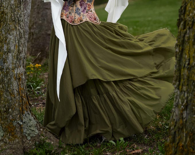 Women Renaissance Olive 2 Skirts Set - Ren Fair Medieval Fantasy ...
