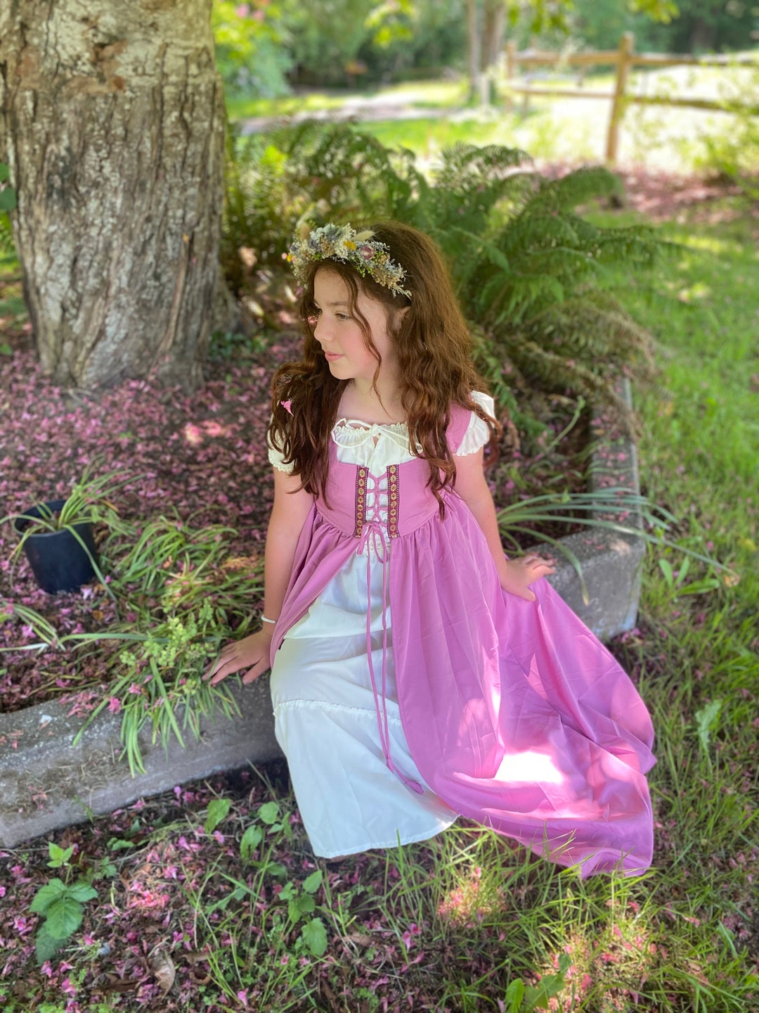 Children’s Girls Renaissance Fairy 2-piece Costume Princess Fairy Dress ...