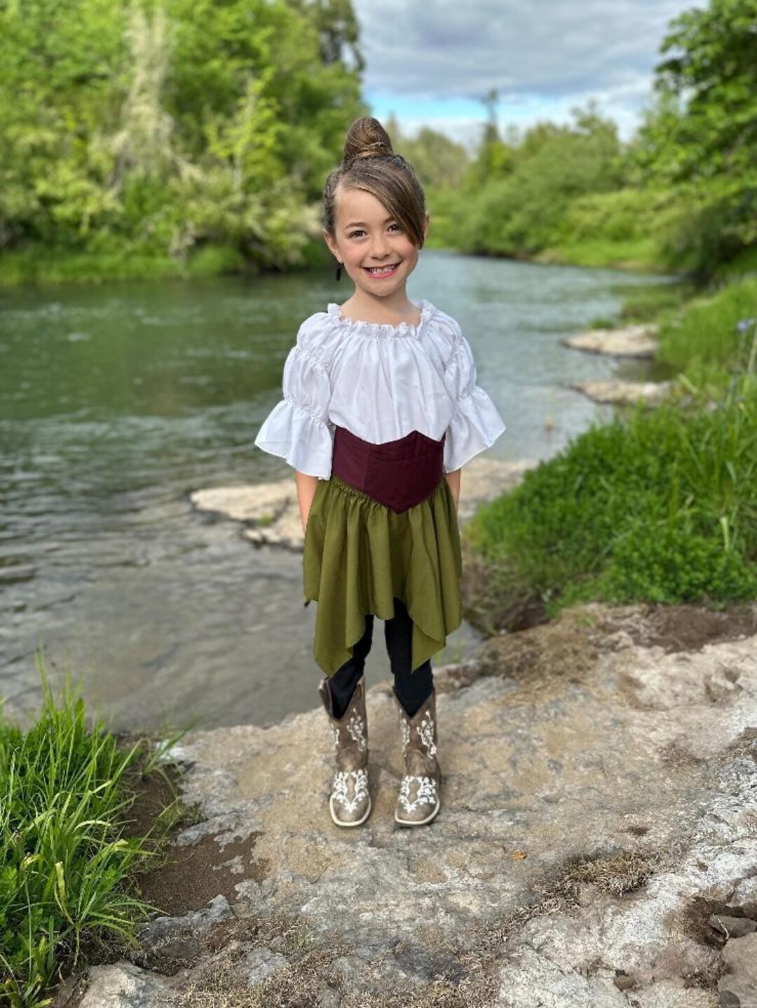 Renaissance Children’s Cosplay 3-piece Burgundy Cincher Costume ...