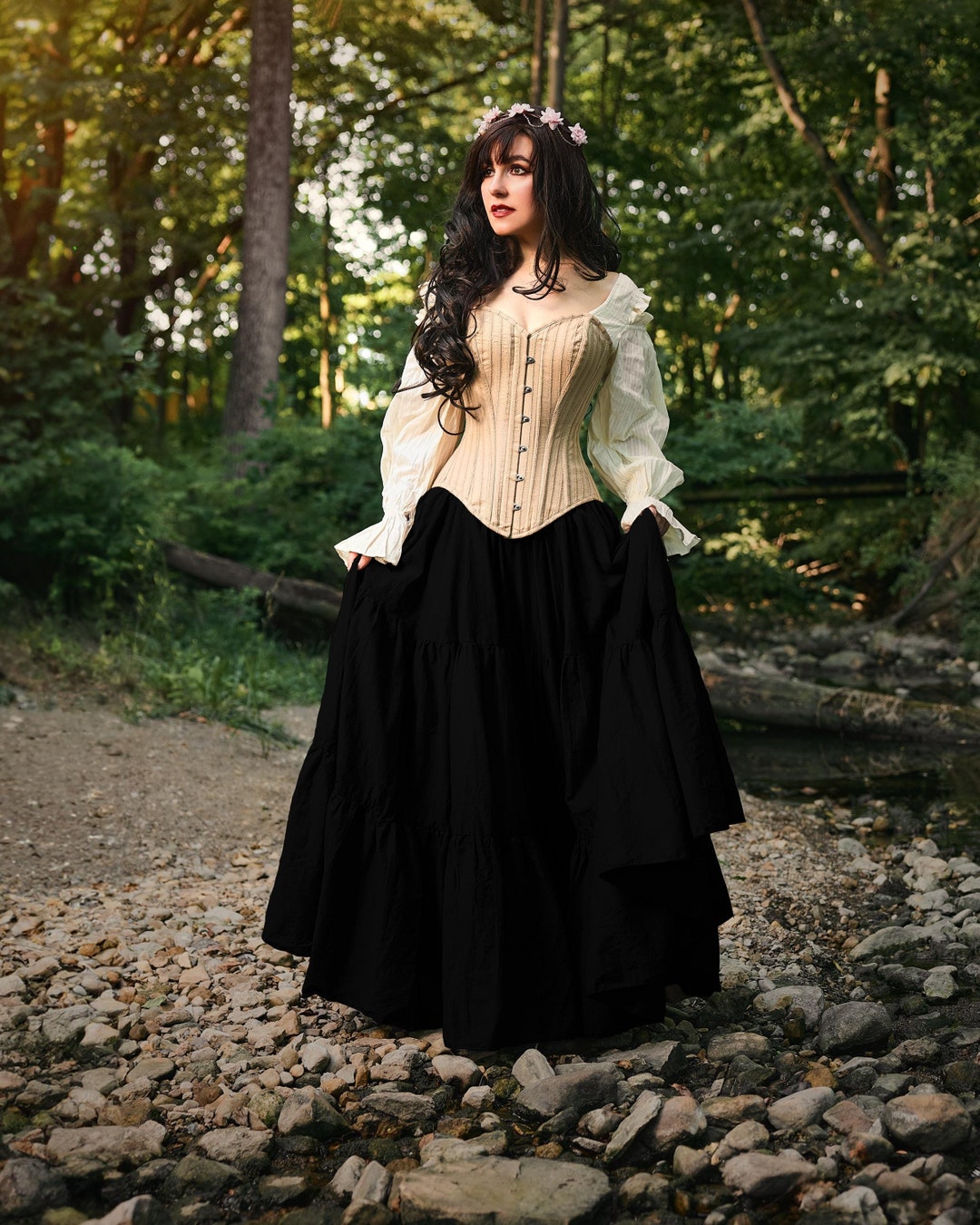 Women’s Renaissance Fair Stays Corset Costume - 100% Cotton - Medieval ...