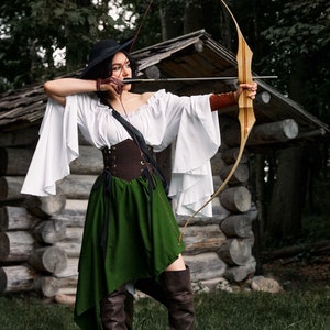 Renaissance Women's Cosplay 3-piece Brown Cincher Costume Medieval ...
