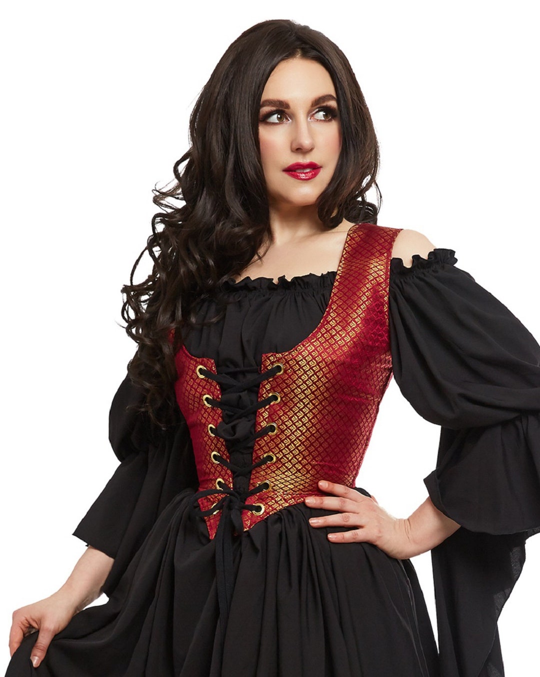 Burgundy Brocade Bodice - Renaissance Faire Fantasy Costume - Ren Faire ...