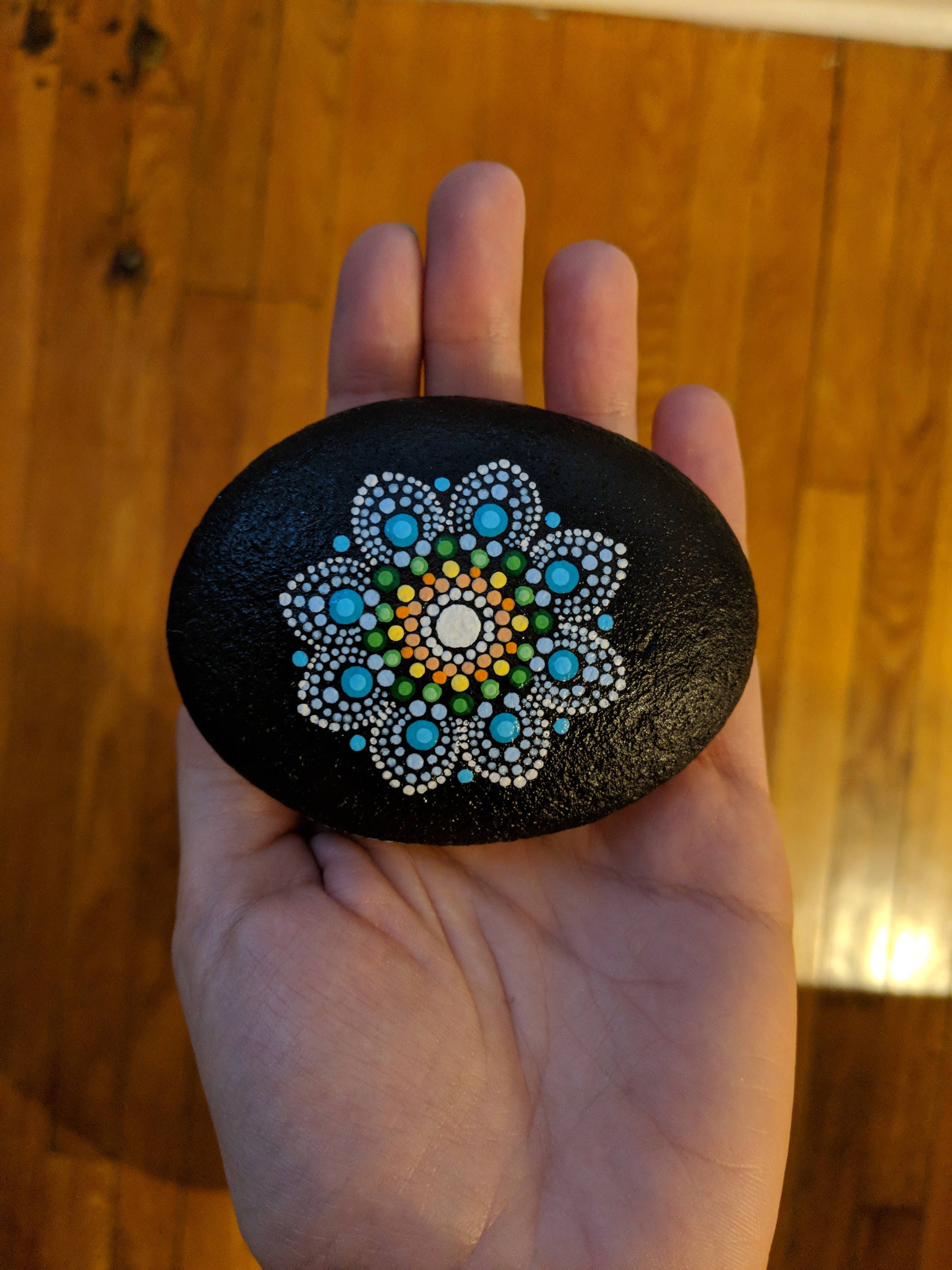 Hand Painted Mandala River Stone | 'the Kirby' - Etsy