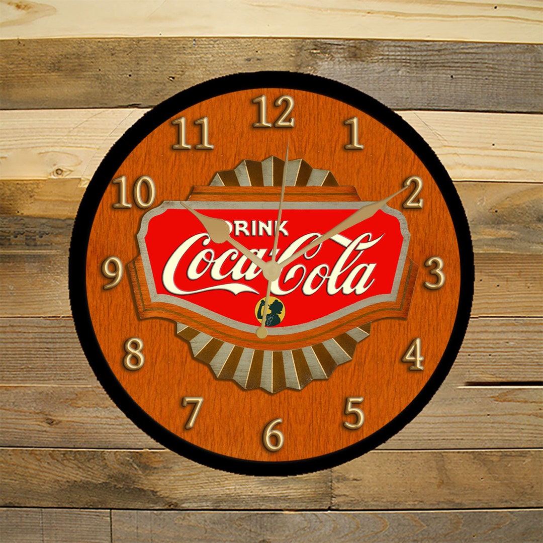 12 Inch Black Glass Replica Retro Wall Clock Classic COLA Kay-style - Etsy
